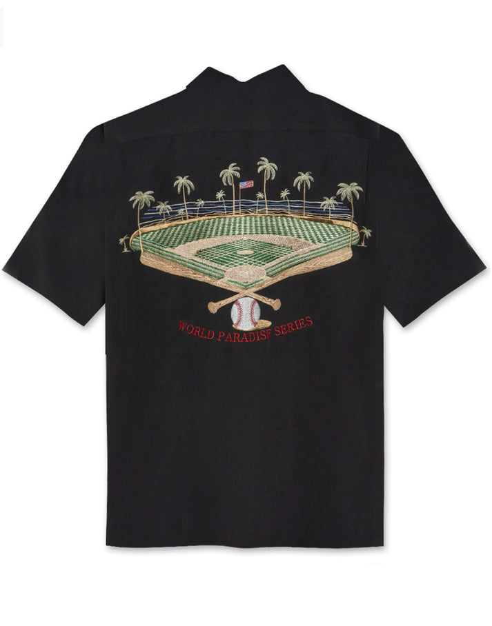 Aloha Islands Embroidered Polynosic Camp Shirt by Bamboo Cay - Cobalt ...