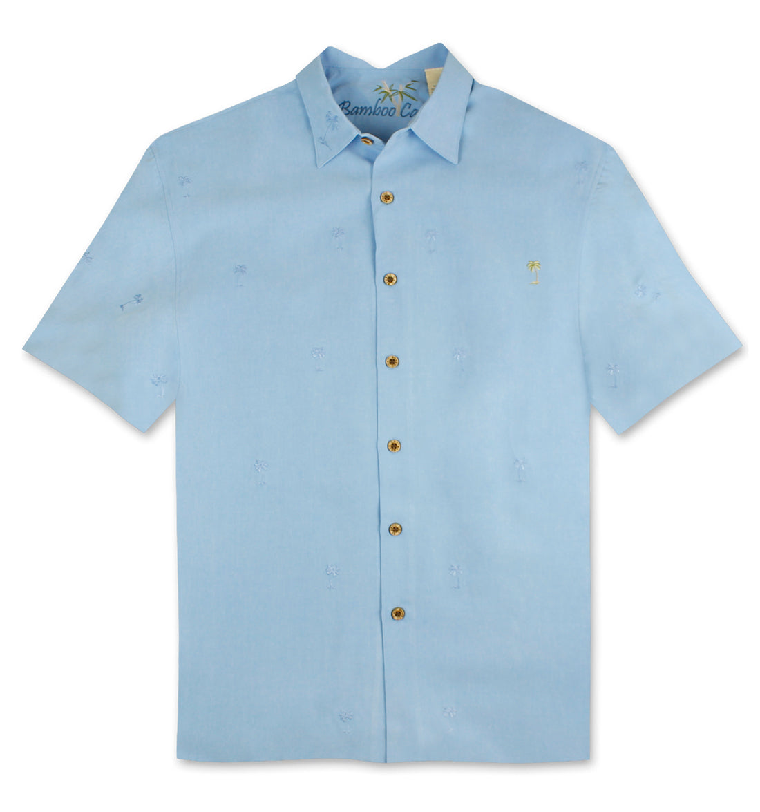 All Over Palms Embroidered Polynosic Camp Shirt by Bamboo Cay - WB1911 ...