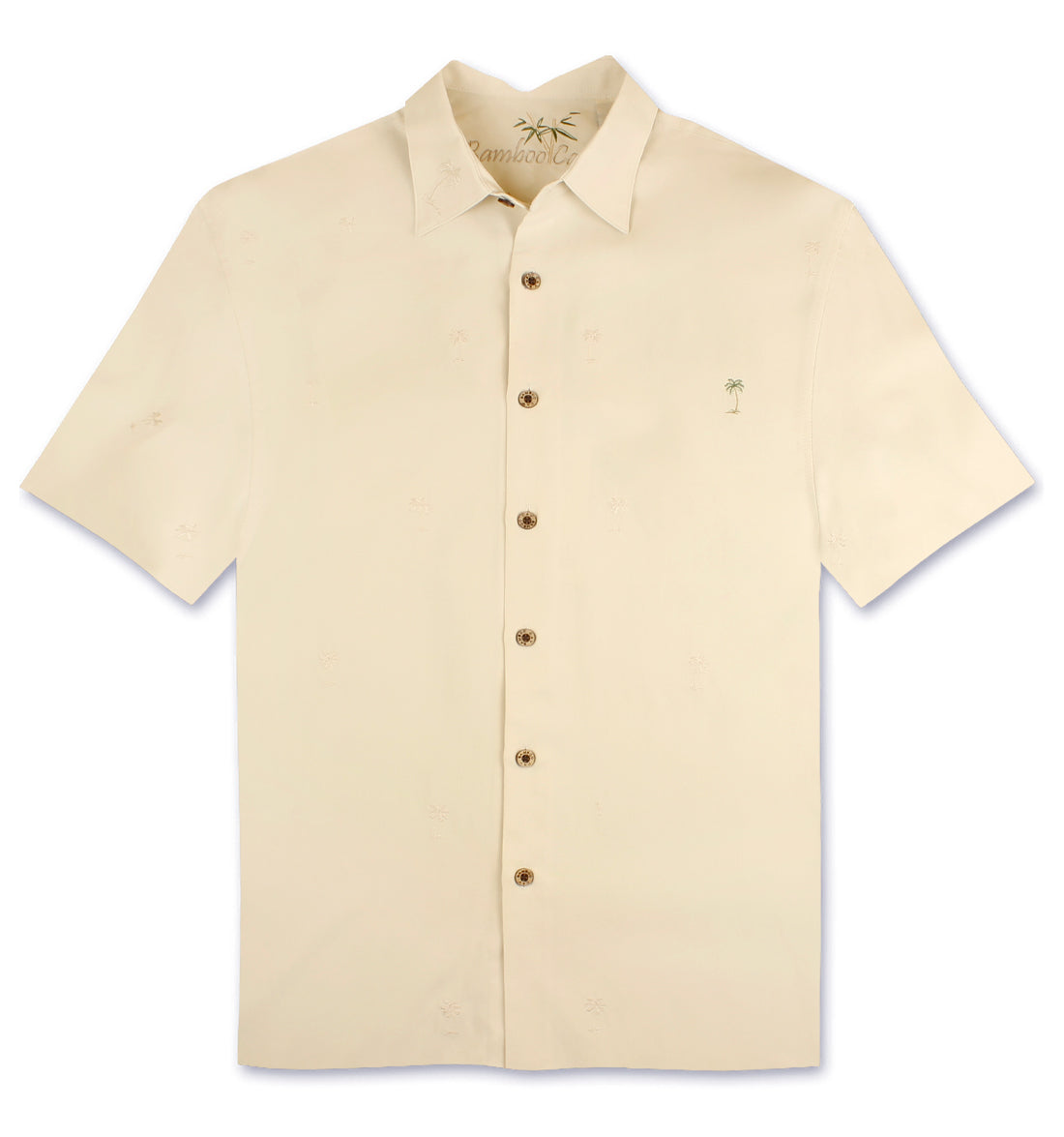 All Over Palms Embroidered Polynosic Camp Shirt by Bamboo Cay - WB1911 ...