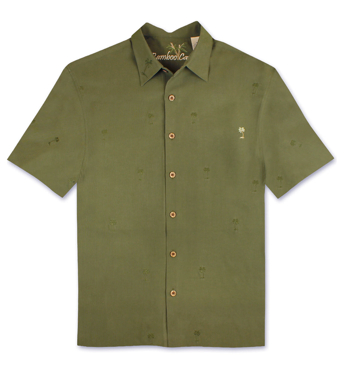 All Over Palms Embroidered Polynosic Camp Shirt by Bamboo Cay - WB1911 ...
