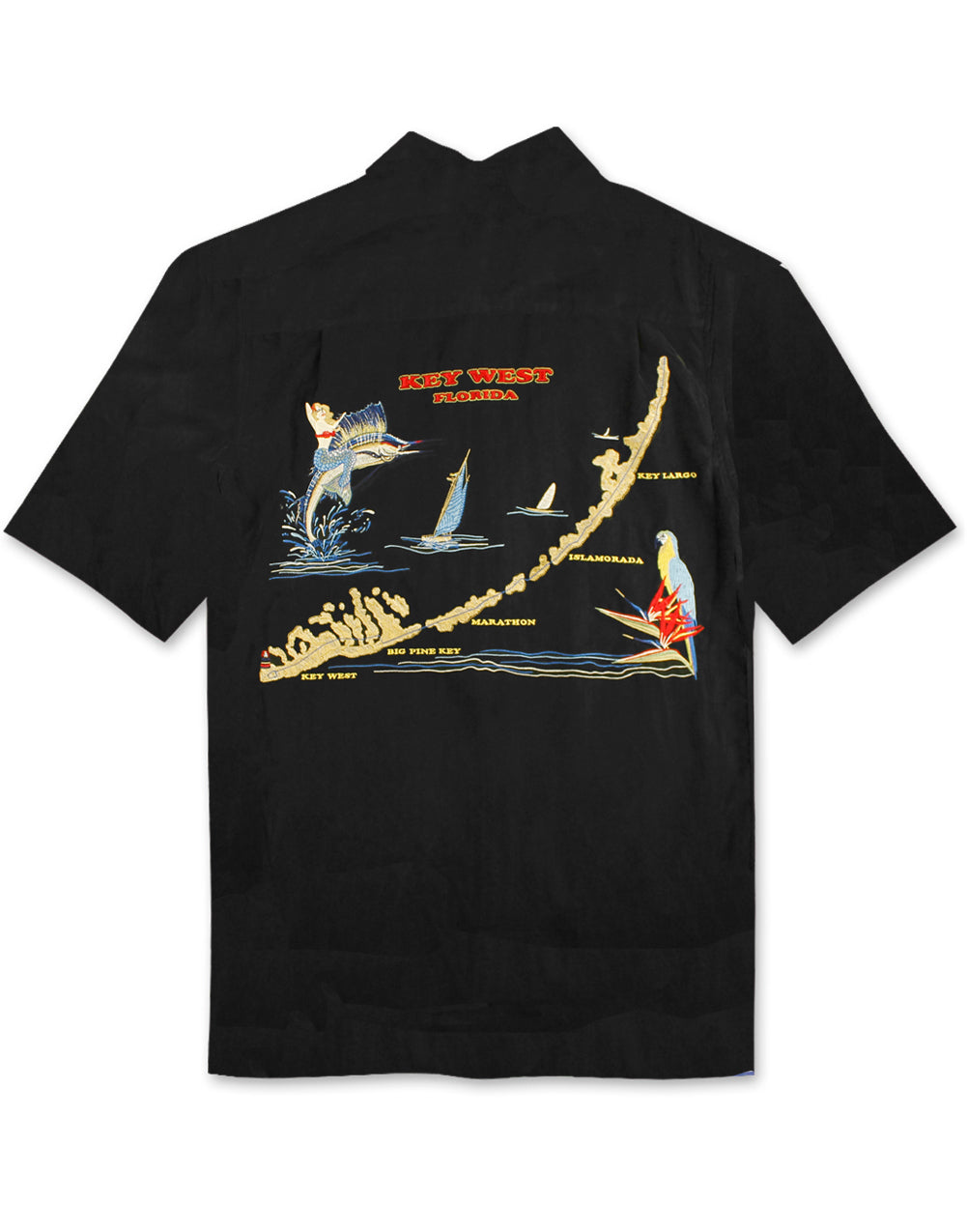 Exploring Key West Embroidered Polynosic Camp Shirt by Bamboo Cay ...