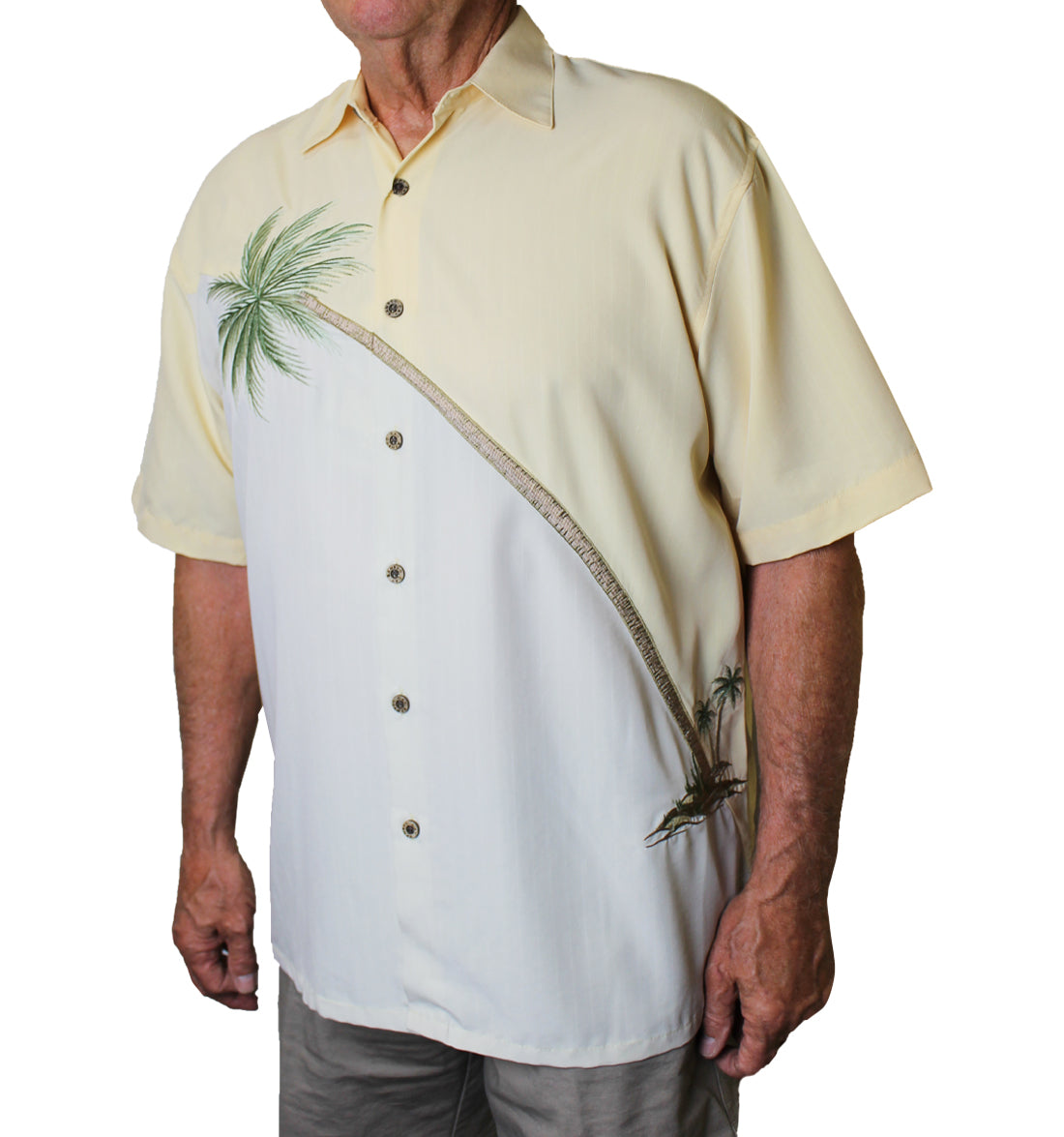 Hurricane Palm Embroidered Polynosic Camp Shirt by Bamboo Cay - WB80R ...