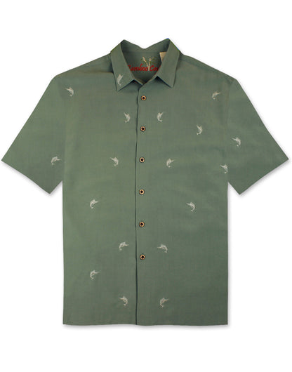 All Over Sailfish Embroidered Polynosic Camp Shirt by Bamboo Cay ...