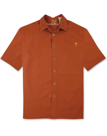 All Over Palms Embroidered Polynosic Camp Shirt by Bamboo Cay - WB1911 ...